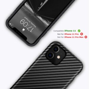 Tasikar Compatible with iPhone 11 Case Carbon Fiber Leather Design with TPU Bumper Premium Hybrid Case (Black)