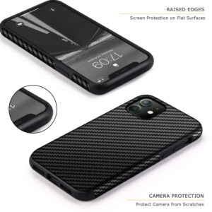 Tasikar Compatible with iPhone 11 Case Carbon Fiber Leather Design with TPU Bumper Premium Hybrid Case (Black)