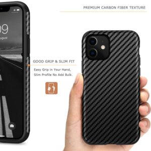 Tasikar Compatible with iPhone 11 Case Carbon Fiber Leather Design with TPU Bumper Premium Hybrid Case (Black)