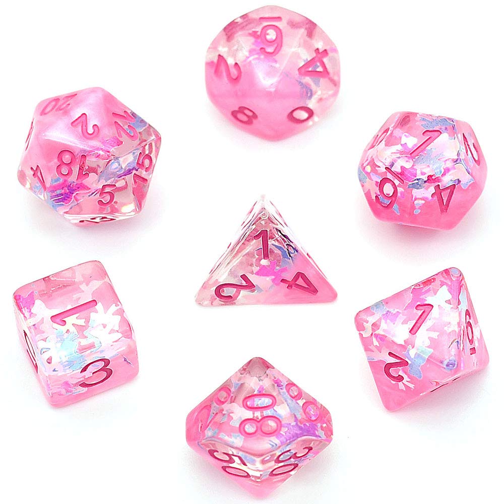 UDIXI Polyhedral DND Dice Set, D&D Dice Pink Dice Compatible Dungeons and Dragons Role Playing Game,MTG,Pathfinder,Board Games, d and d Dice Set, d&d（Pink）