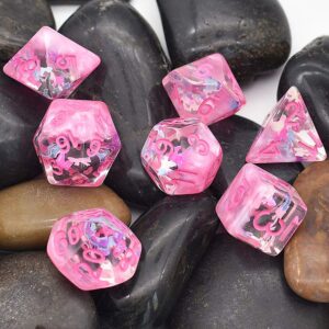 UDIXI Polyhedral DND Dice Set, D&D Dice Pink Dice Compatible Dungeons and Dragons Role Playing Game,MTG,Pathfinder,Board Games, d and d Dice Set, d&d（Pink）