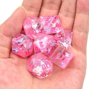 UDIXI Polyhedral DND Dice Set, D&D Dice Pink Dice Compatible Dungeons and Dragons Role Playing Game,MTG,Pathfinder,Board Games, d and d Dice Set, d&d（Pink）