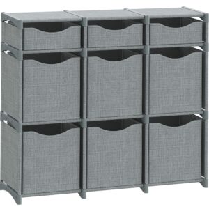 9 cube organizer | set of storage cubes included | diy closet organizer bins | cube organizers and storage shelves unit | closet organizer for bedroom, playroom, livingroom, office, dorm (grey)