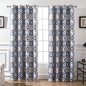 driftaway diamond trellis plaid room darkening curtains for living room bedroom 96 inch length mid century modern draperies thermal grommet window treatment 2 panels