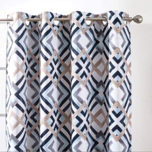 DriftAway Diamond Trellis Plaid Room Darkening Curtains for Living Room Bedroom 96 Inch Length Mid Century Modern Draperies Thermal Grommet Window Treatment 2 Panels