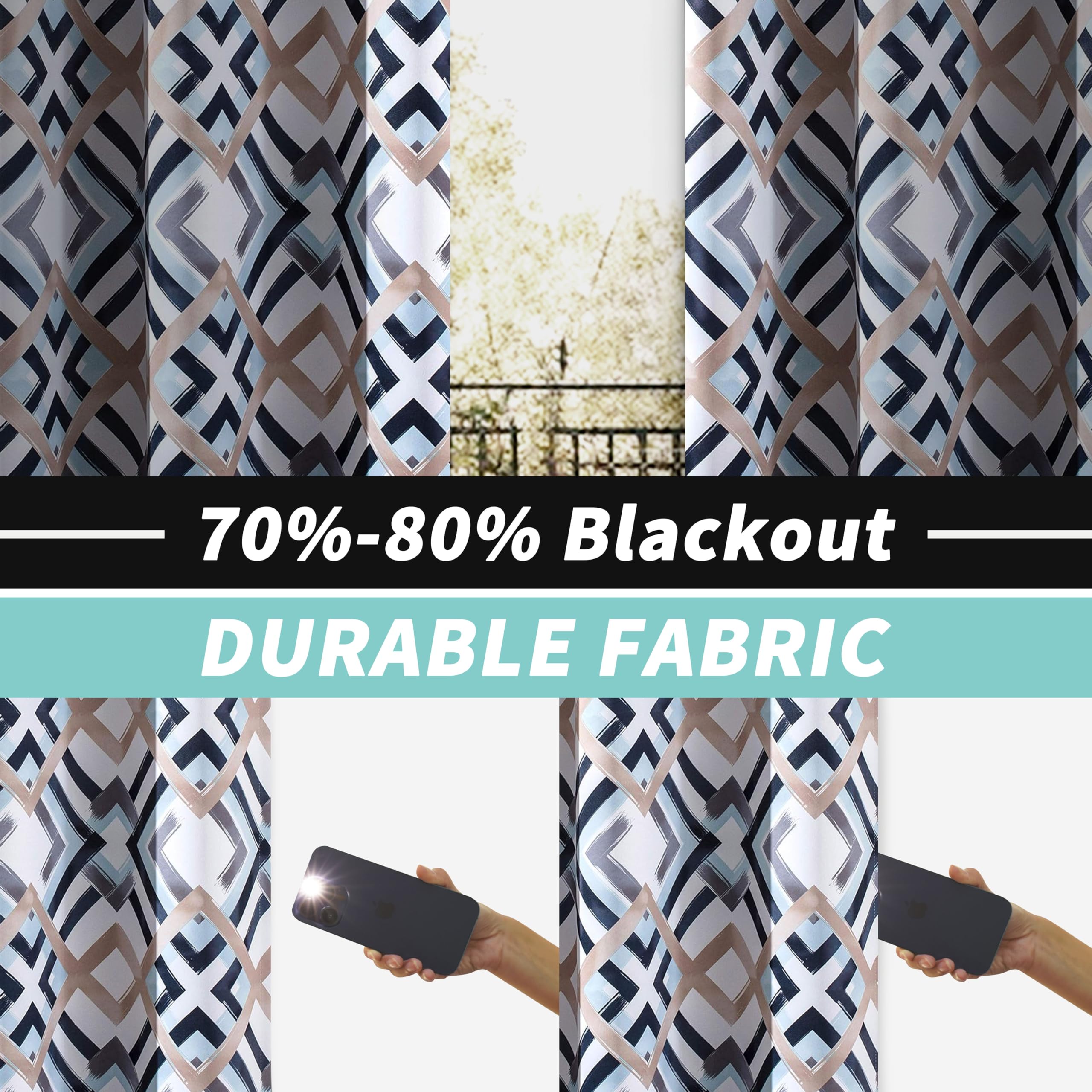 DriftAway Diamond Trellis Plaid Room Darkening Curtains for Living Room Bedroom 96 Inch Length Mid Century Modern Draperies Thermal Grommet Window Treatment 2 Panels