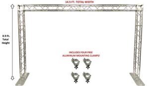 14.5 ft. width square aluminum truss goal post system for dj lights speakers pa bolted trusses that assemble fast + four free o clamps!