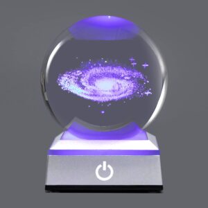 hochance 3D Galaxy Milk Way Crystal Ball Nightlight Multicolor Decolamp for Science Astronomy Space,Thanksgiving Christmas Gifts Ideas for Boyfriends Husband Him,Cool Presents for Fathers Kids Boys