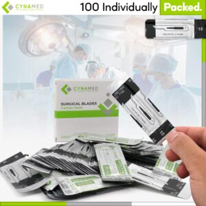 Cynamed Box of 100 Scalpel Sterile Blades Carbon Steel Individually Foil Wrapped