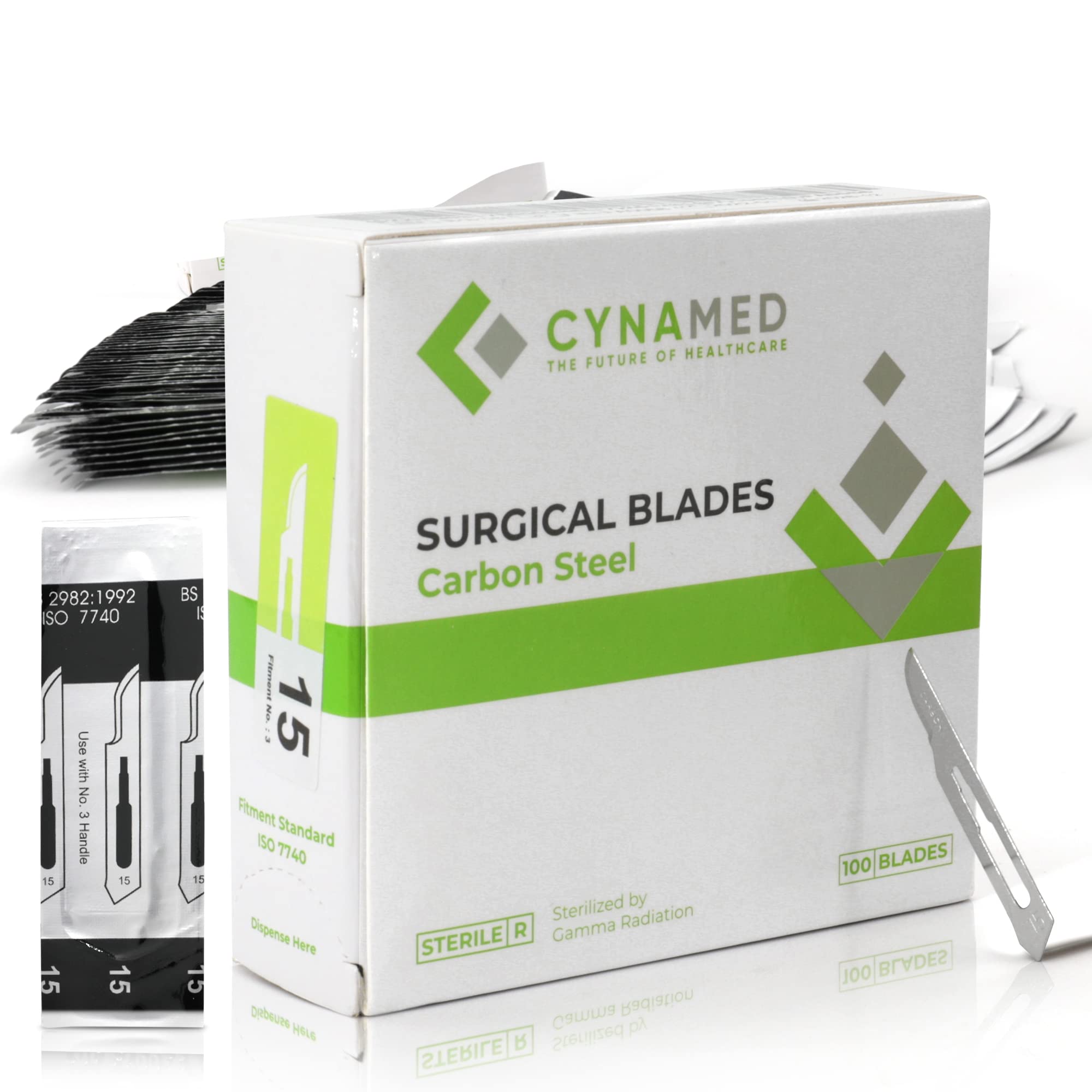 Cynamed Box of 100 Scalpel Sterile Blades Carbon Steel Individually Foil Wrapped