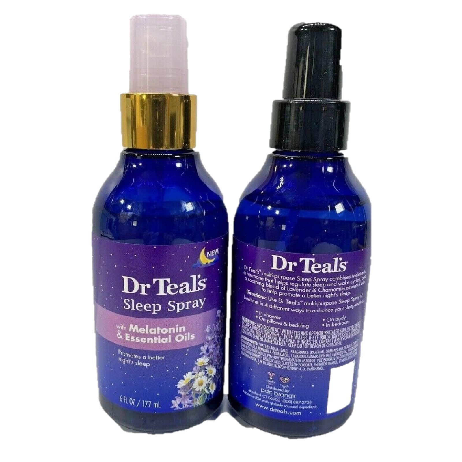 Dr. Teal's Sleep Spray with Melatonin & Essential Oils Gift Set (2 Pack, 6 fl oz ea.) - Nighttime Therapy Formula with Chamomile & Lavender - Ease Sore Muscles While Promoting a Better Nights Sleep