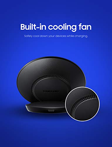 Samsung Qi Certified Fast Charge Wireless Charger Stand (2019 Edition) with Cooling Fan for Select Galaxy and Apple Iphone Devices - US Version