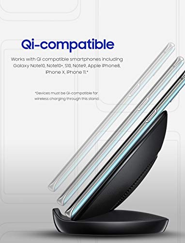 Samsung Qi Certified Fast Charge Wireless Charger Stand (2019 Edition) with Cooling Fan for Select Galaxy and Apple Iphone Devices - US Version