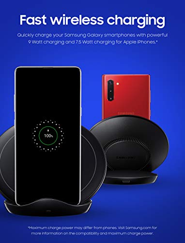 Samsung Qi Certified Fast Charge Wireless Charger Stand (2019 Edition) with Cooling Fan for Select Galaxy and Apple Iphone Devices - US Version