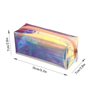 Boao 4 Pieces Holographic Makeup Bag Iridescent Cosmetic Bag Bride Bridesmaid Waterproof Toiletries Bag for Wedding Bachelorette Beach Party