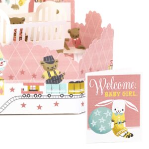 Hallmark Paper Wonder Pop Up Baby Shower Card for Girl (Nursery) Welcome New Baby Girl, Congratulations