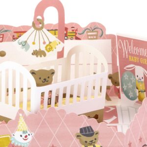 Hallmark Paper Wonder Pop Up Baby Shower Card for Girl (Nursery) Welcome New Baby Girl, Congratulations