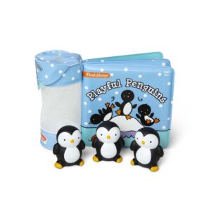 melissa & doug childrenââ‚¬s book - float-alongs: playful penguins (bath book + 3 floating penguin toys), small, multi