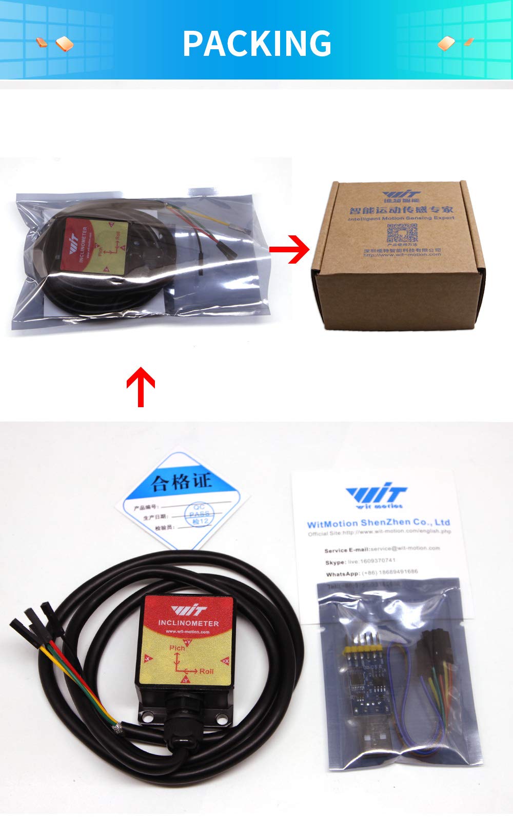 [Industrial-Grade Accelerometer+Inclinometer] HWT905-RS485 MPU9250 9-axis Gyroscope+Angle(XY 0.05° Accuracy)+Digital Compass with Kalman Filtering, Temp&Magnetometer Compensation, IP68 Waterproof