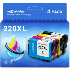 mycartridge remanufactured ink cartridge replacement for epson 220 220xl 220 x-large t220 work with wf-2630 wf-2650 wf-2750 wf-2760 xp-320 xp-420 (black, cyan, magenta, yellow, 4-pack)