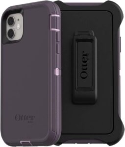 otterbox iphone 11 defender series case - purple nebula (winsome orchid/night purple), rugged & durable, with port protection, includes holster clip kickstand