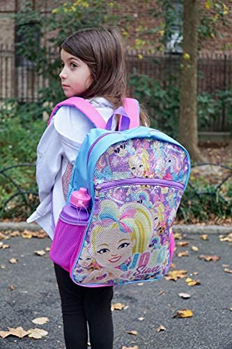 RALME JoJo Siwa Backpack 5 Pc. Set for Girls, 16 in. Sequin Backpack w/JoJo Lunch Bag & Pencil Case