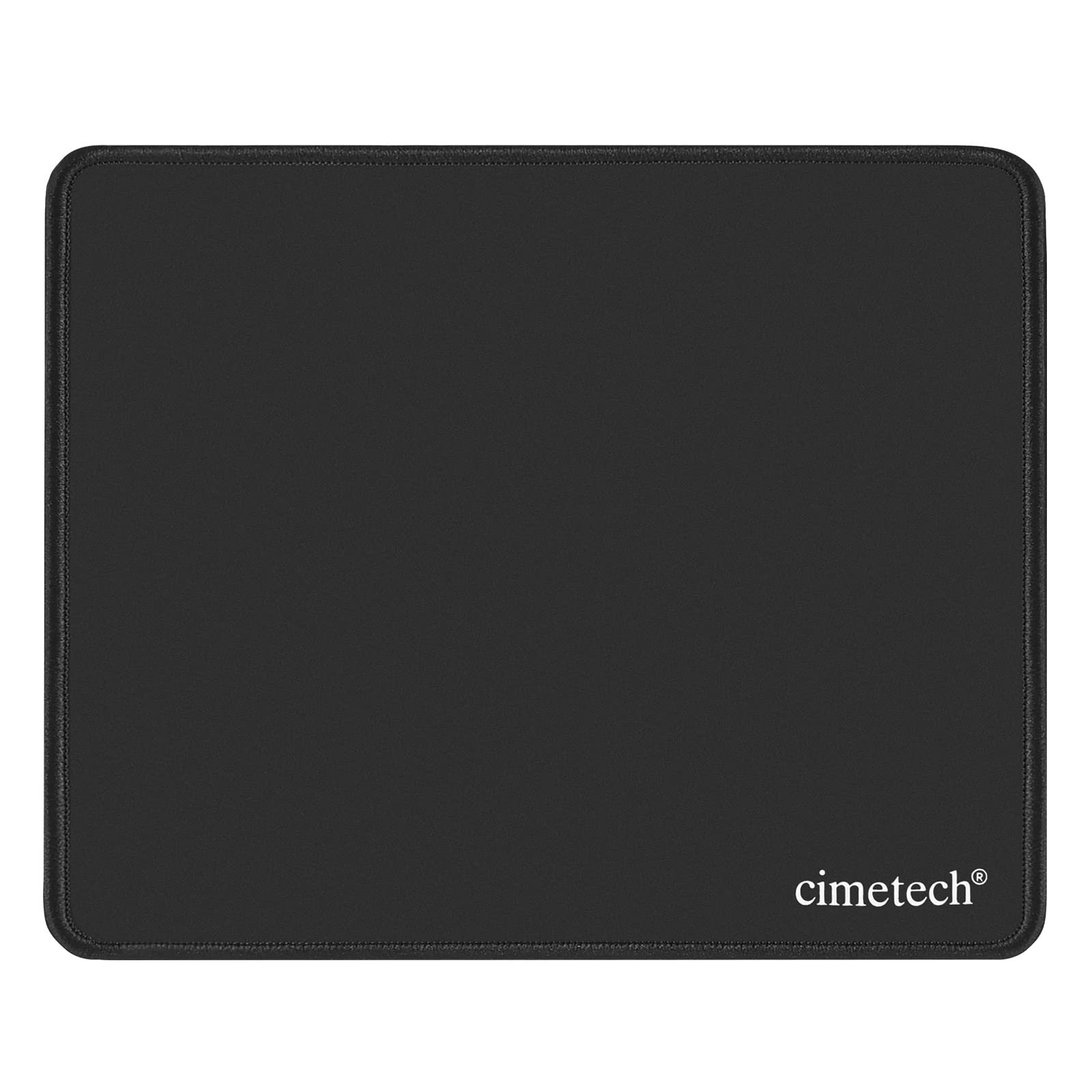 cimetech Mouse Pad with Stitched Edge, Water-Resistant, Premium-Textured Mouse Mat, Non-Slip Rubber Base Mousepad for Laptop, Computer & PC, 10.6×8.3 inches (4MM-Black)