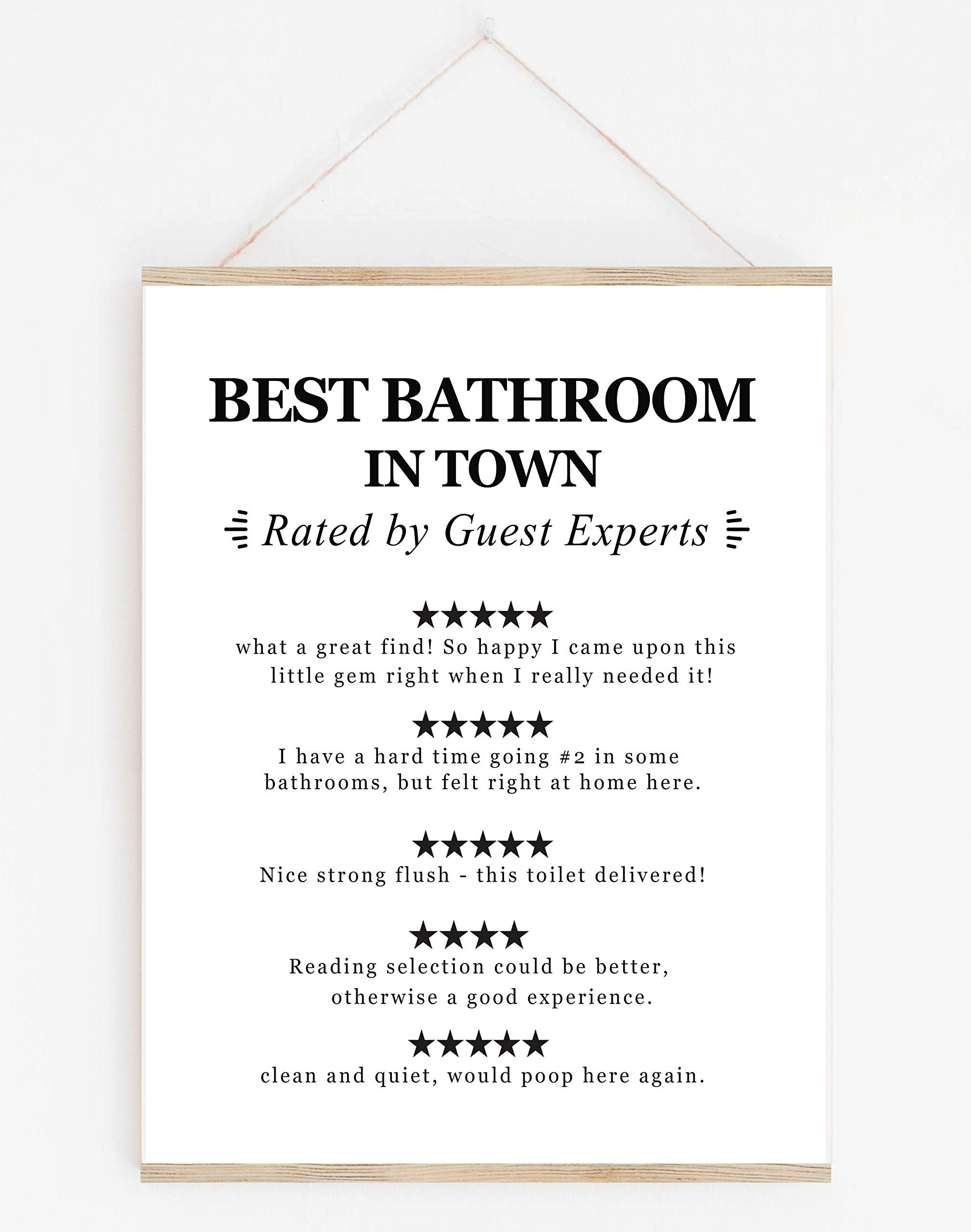 Funny Bathroom ‘Guest Reviews’ Wall Art - 11x14 UNFRAMED Black and White Saying Decor Print. “Best Bathroom in Town - Reviewed by Guest Experts”