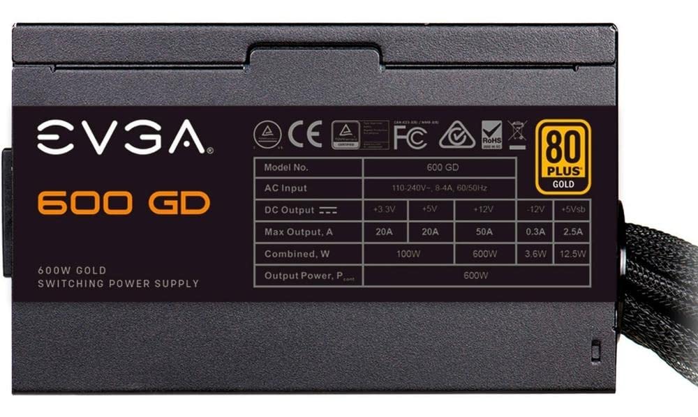 EVGA 100-GD-0600-V1, 600 GD, 80+ GOLD 600W, 5 Year Warranty, Power Supply