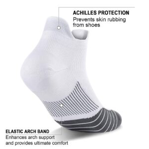 Low Cut Compression Socks for Men and Women(6 Pairs), No Show Ankle Running Cycling Socks with Arch Support for Plantar Fasciitis, Cyling, Athletic, Flight, Travel, Nurses. White L/XL