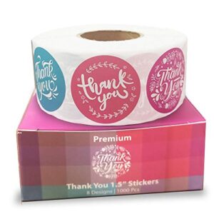 thank you stickers roll of 1000 1.5 inch 8 designs thank you sticker small business thank you stickers pink thank you stickers for packaging stickers thank you large thank you stickers