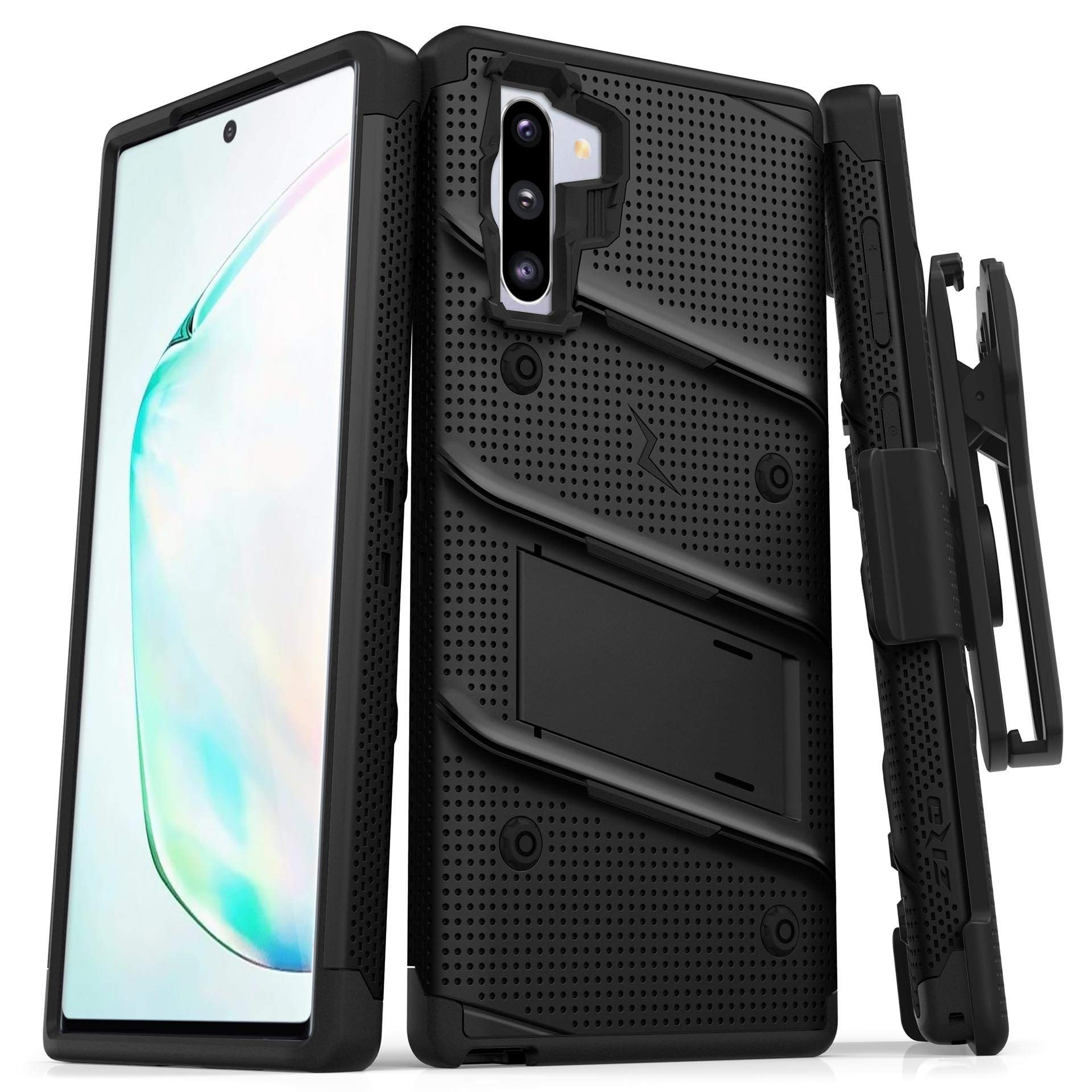 Zizo Bolt Cover - Case for Samsung Galaxy Note 10 & Kickstand and Holster (Black