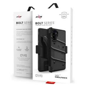 Zizo Bolt Cover - Case for Samsung Galaxy Note 10 & Kickstand and Holster (Black