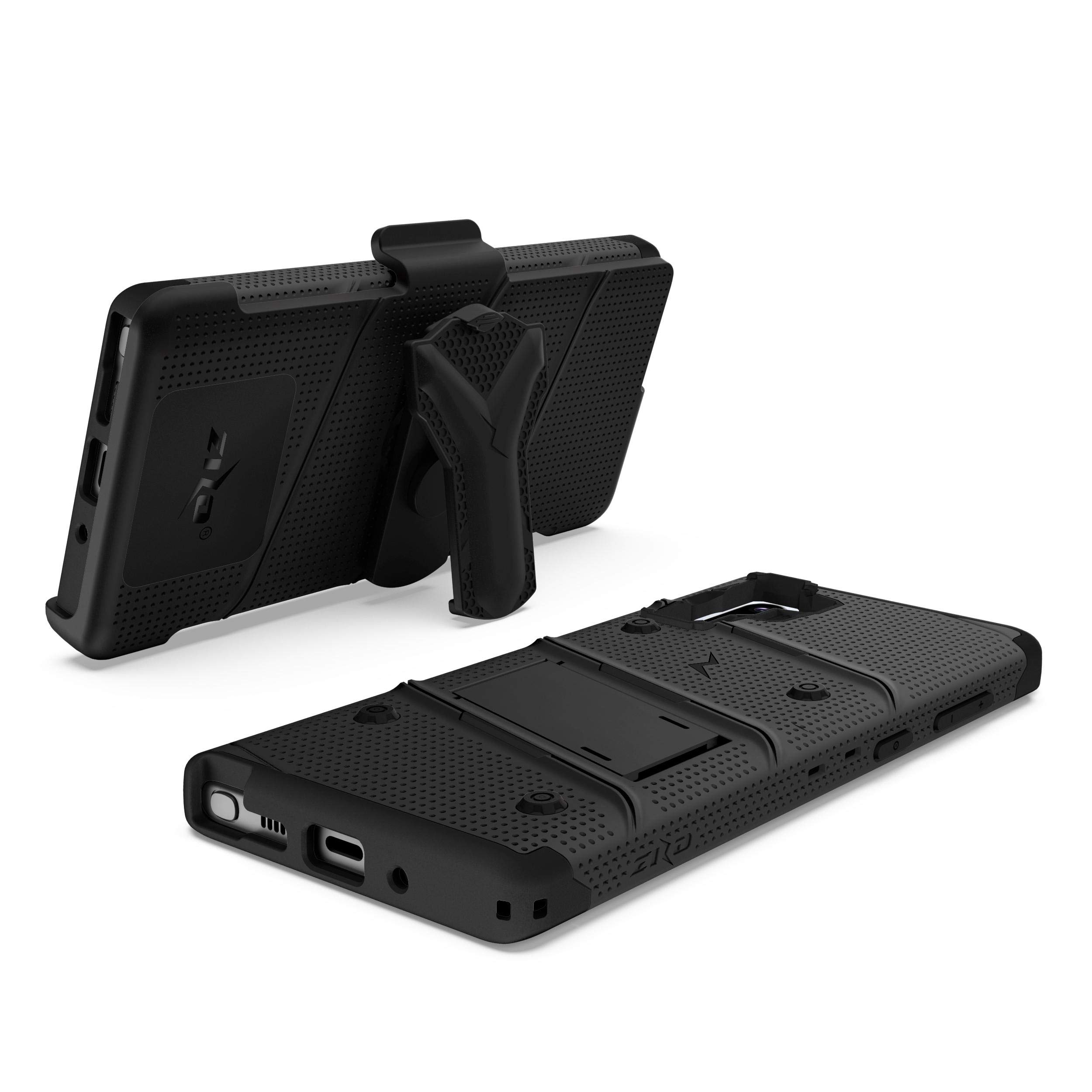 Zizo Bolt Cover - Case for Samsung Galaxy Note 10 & Kickstand and Holster (Black