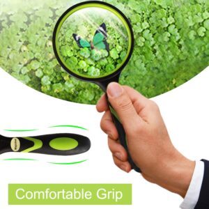 Wapodeai Magnifying Glasses, Magnifying Glass 10X Handheld Reading Magnifier for Seniors & Kids, 75mm Large Magnifying Lens with Non-Slip Rubber Handle for Reading and Hobbies.