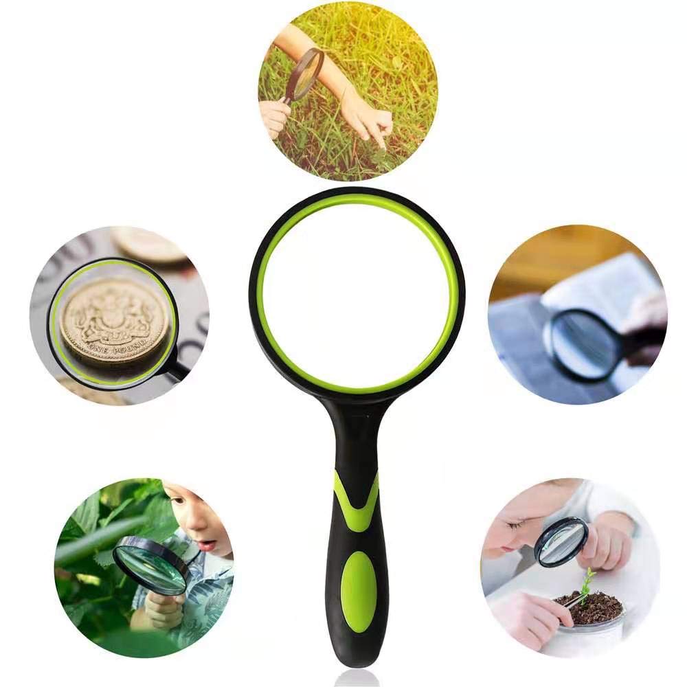 Wapodeai Magnifying Glasses, Magnifying Glass 10X Handheld Reading Magnifier for Seniors & Kids, 75mm Large Magnifying Lens with Non-Slip Rubber Handle for Reading and Hobbies.