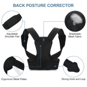 Posture Corrector for Kids, Upper Back Brace Adjustable Back Straighter with Shoulder Pads for Teenagers to Provide Spinal Support, Improve Posture and Prevent Slouching (M)