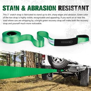 BUNKER INDUST Heavy Duty Tow Strap,3" x 30ft Snatch Strap 30,000 lbs Recovery Strap Winch Tree Saver Strap Emergency 4x4 Off Road Gear Towing Accessories for Truck Jeep ATV UTV