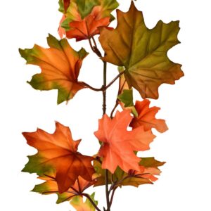 Artiflr 2 Pack Fall Maple Leaf Garland Clearance - 6.5ft/Piece Artificial Foliage Garland Autumn Hanging Fall Leave Vines for Indoor Outdoor Wedding Thanksgiving Dinner Party Decor