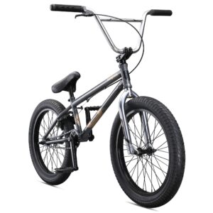 mongoose legion l60 kids freestyle bmx bike, intermediate rider, boys and girls bikes, 20-inch wheels, hi-ten steel frame, micro drive 25x9t bmx gearing, grey