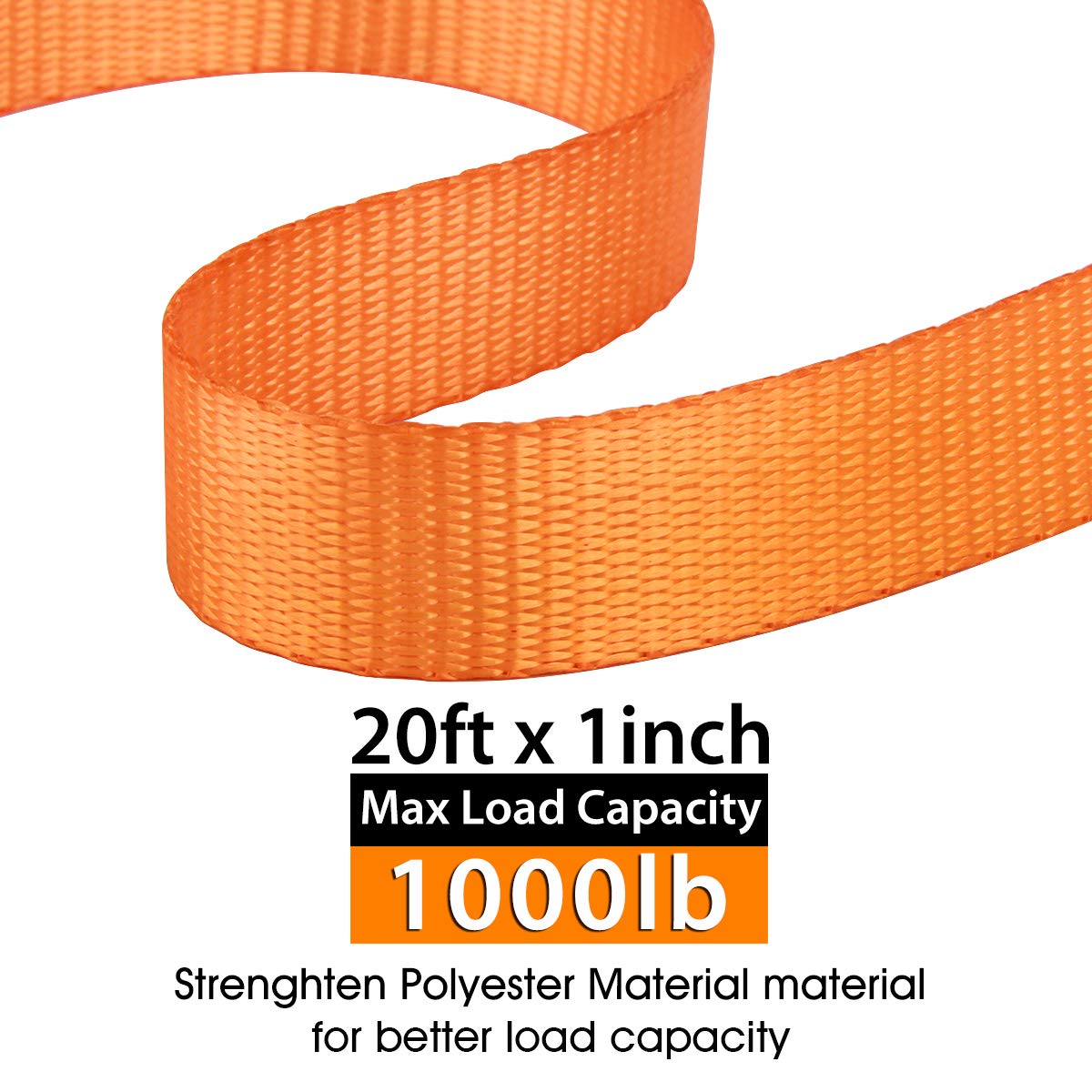 Tie-Down Cam Straps, JCHL Ratchet Tie Down Straps 1" x20' Lashing Straps Cargo Tie Down Strap Polyester Webbing Coated S-Hooks Cambuckle Metal Buckles 1000lbs Capacity Securing Straps (Pack of 4)