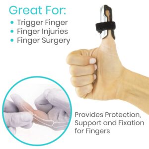 Vive Finger Splints - Mallet Brace For Trigger, Middle, Pinky, Ring, Dislocated Thumb Support - Metal Aluminum Immobilizer with Foam (3 Count (Pack of 1))