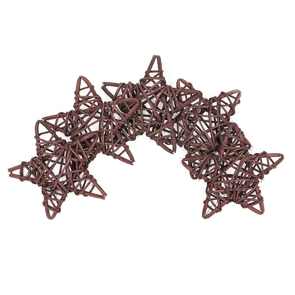 Natural Wicker Rattan Stars for Home Garden Wreath Tree Decoration Home Garden DIY Craft Art Wedding Decoration 20 Pcs(9cm)