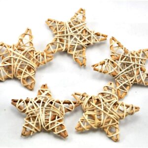 Natural Wicker Rattan Stars for Home Garden Wreath Tree Decoration Home Garden DIY Craft Art Wedding Decoration 20 Pcs(9cm)