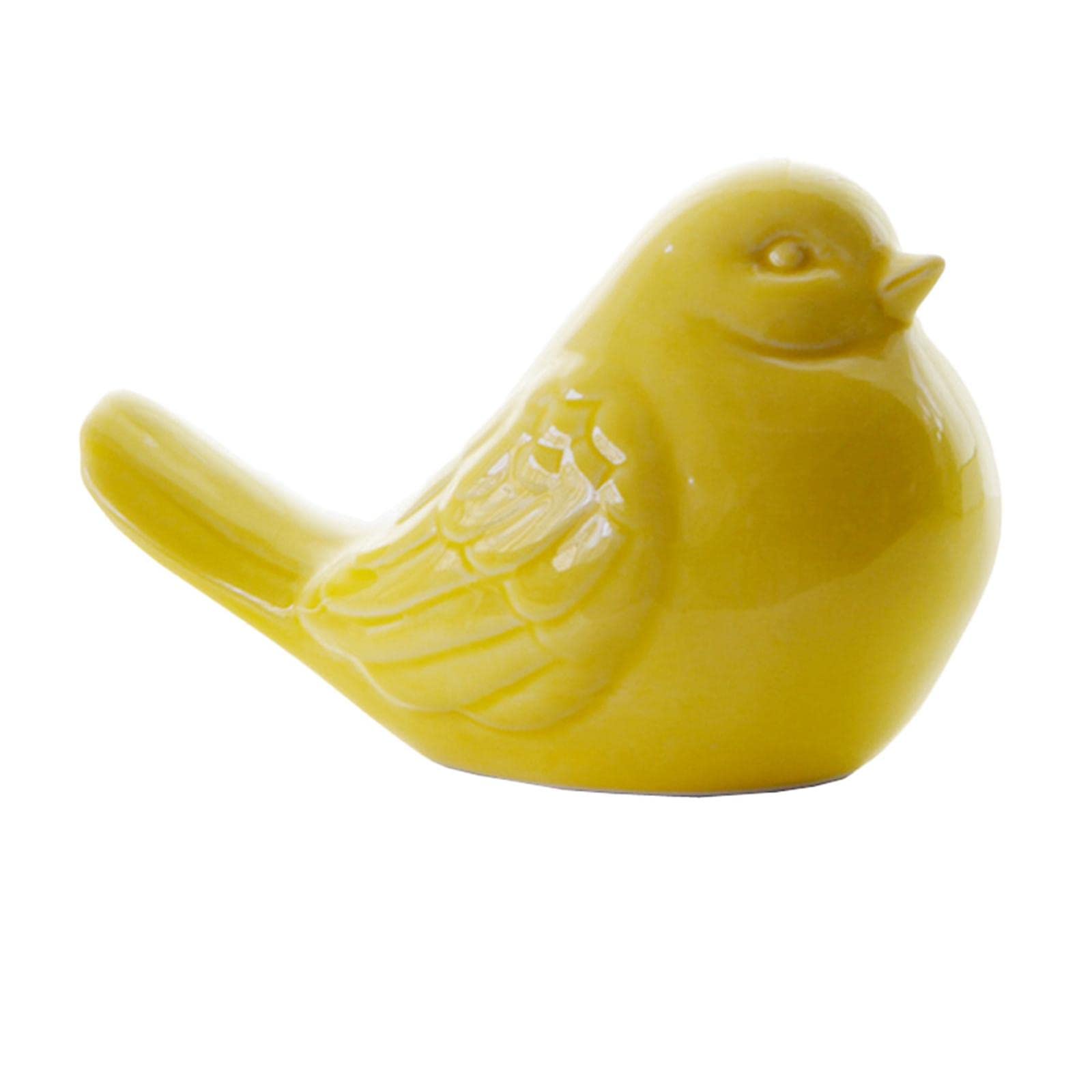 joyMerit Yellow Glazed Handcrafted Bird Figurine, Small Bird Sculpture Collectible Bird Figurine for Garden Ornaments