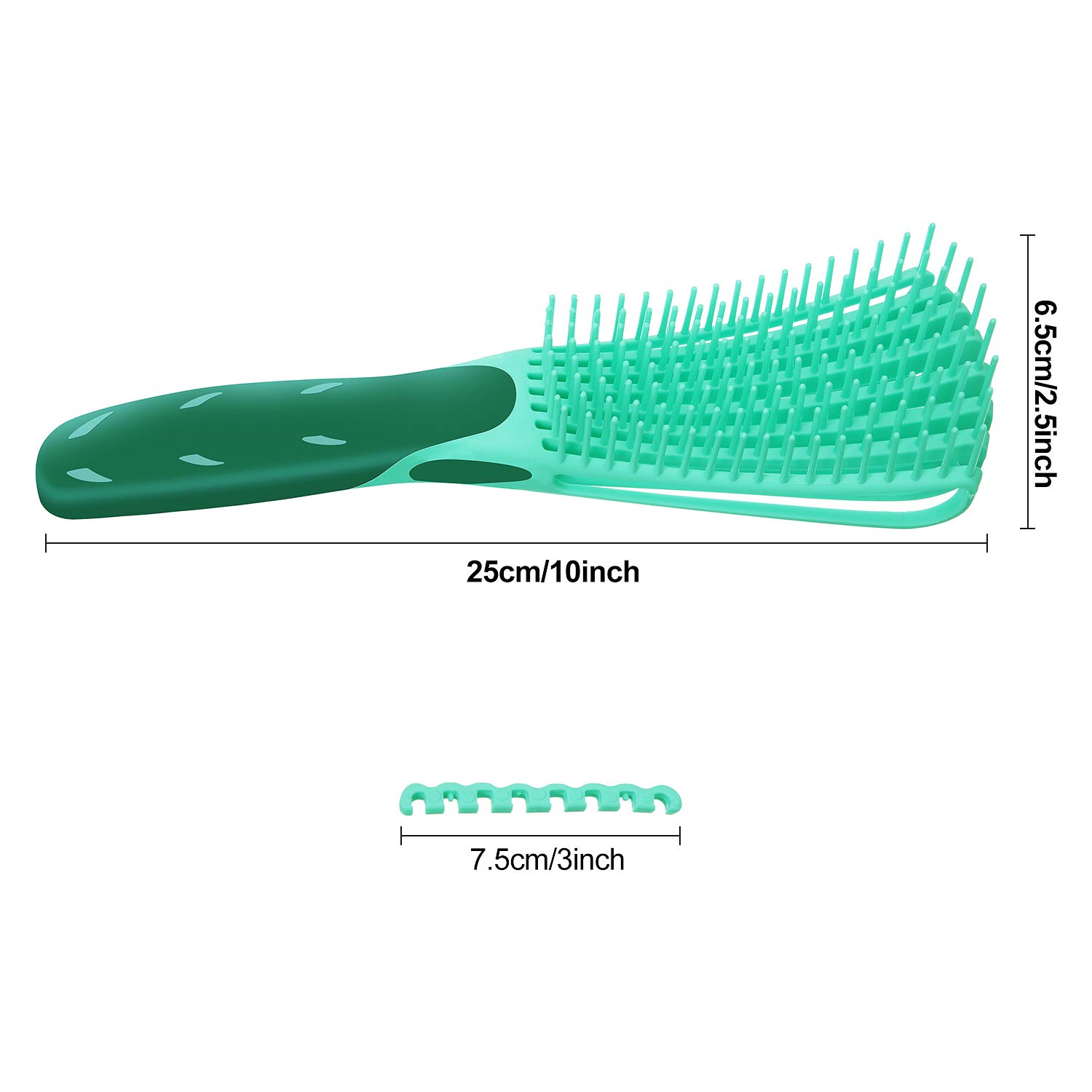 2 Pack Detangling Brush for Curly Hair, ez Detangler Brush Hair Detangler, Afro Textured 3a to 4c Kinky Wavy for Wet/Dry/Long Thick Curly Hair, Exfoliating for Beautiful and Shiny Curls (Green)