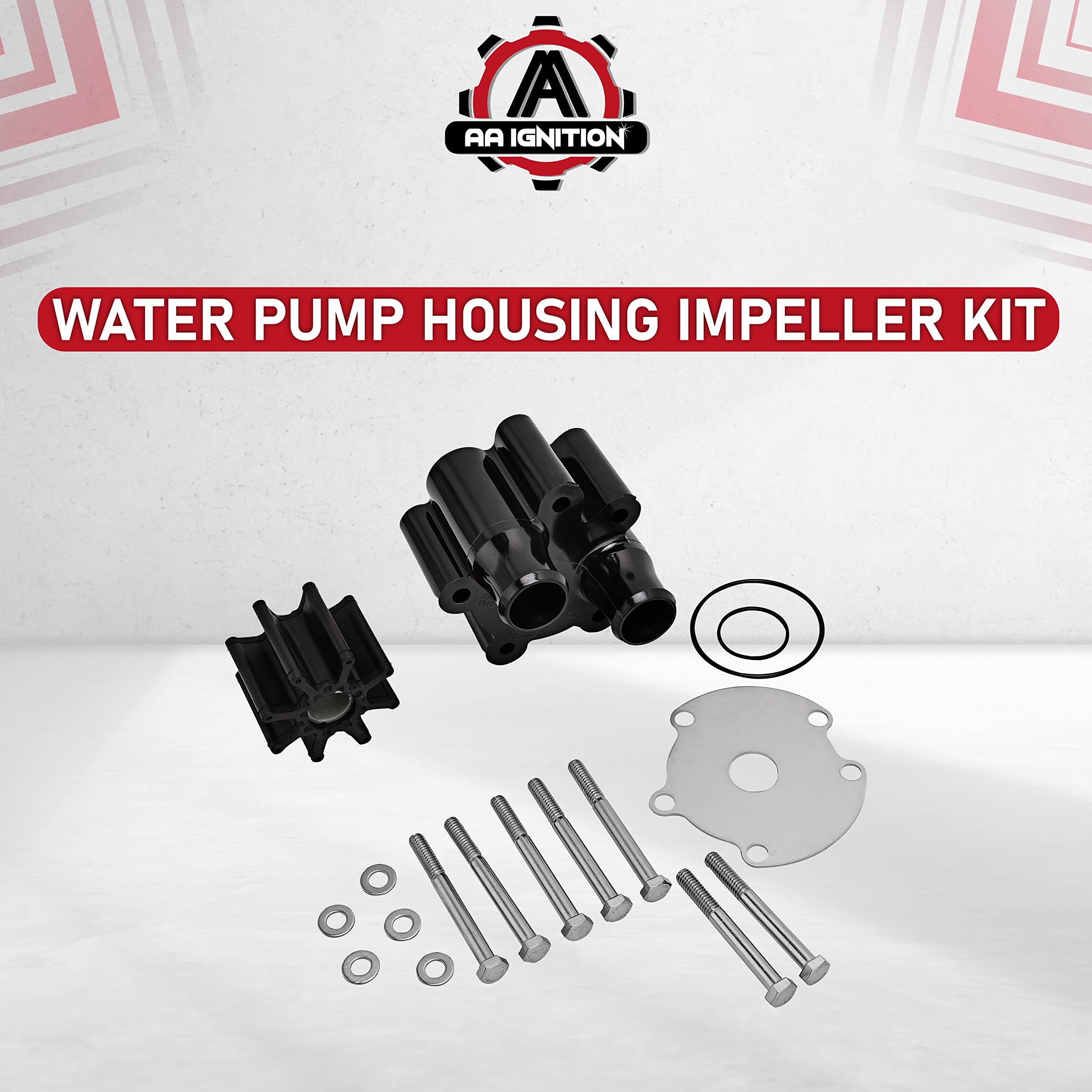 Raw Water Pump Housing & Impeller Kit - Sierra 18-3150,Quicksilver 807151A14,Mercury 46-807151A14,46-807151A7 - Mercruiser Alpha & Bravo 4.3,5.0,5.7,6.2,7.4,8.2L V6/8 Engines - Marine Inboard Repair