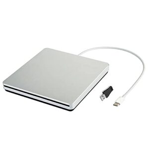 external cd dvd drive usb c usb 3.0 slot in type c burner portable slim dvd cd ram writer reader for imac notebook laptop desktop support mac os win 7 win8 win10 (sliver)