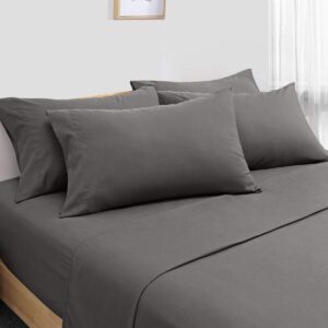 homeideas 6 pieces lightweight easy care microfiber bed sheets set(king, deep gray), super soft & fade resistant, 15 inches deep pocket 1800 thread count bedding