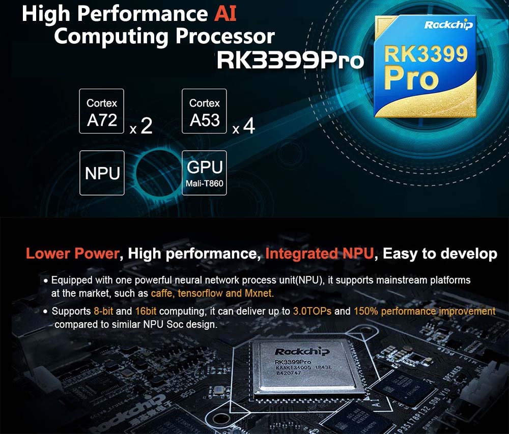 youyeetoo Toybrick Rockchip RK3399Pro TB-RK3399ProD Single Board Computer Support for AI and Machine Learning with Caffe and TensorFlow,NPU Up to 3.0 Tops